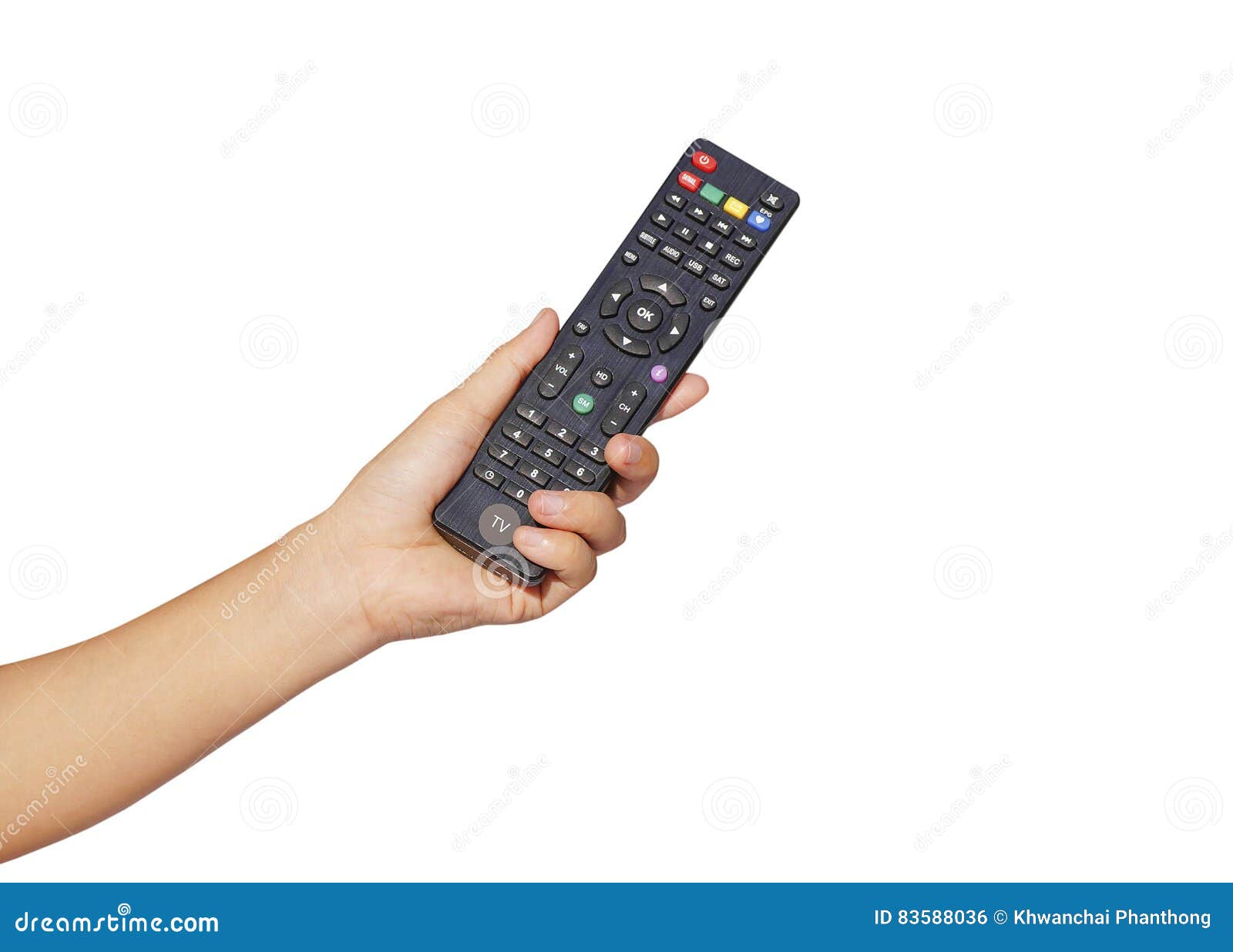Hand Hold Tv Remote Isolated Stock Photo - Image of holding ...