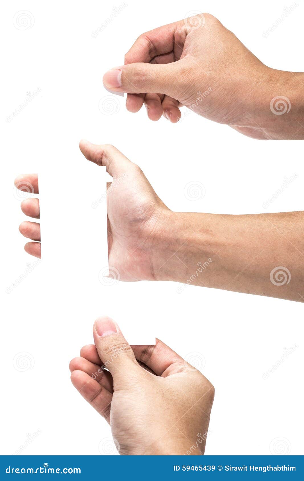 Hand Hold Virtual Business Card or Paper Isolated on White 3 Stock ...