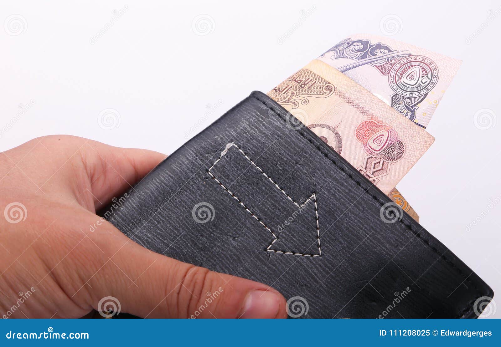 Hand Hold Wallet with Emirates Dirham Stock Image - Image of object ...