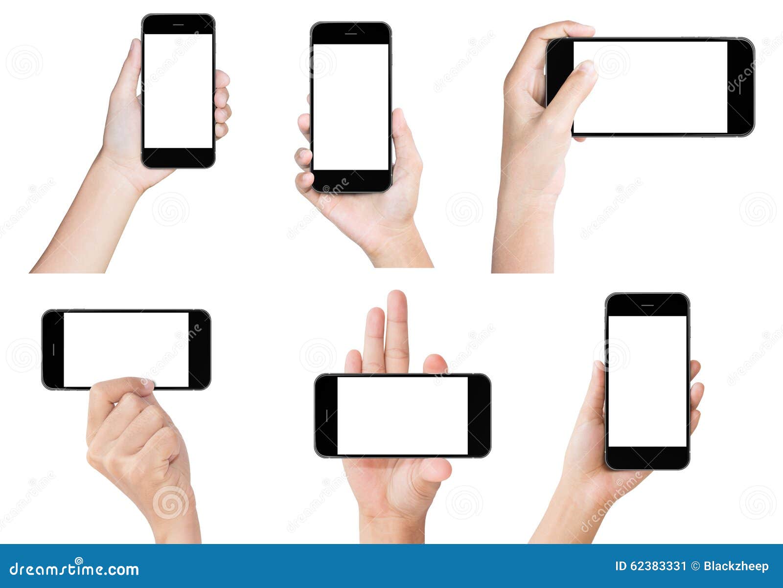 Hand Hold White Modern Smart Phone Show Screen Display Isolated Stock ...