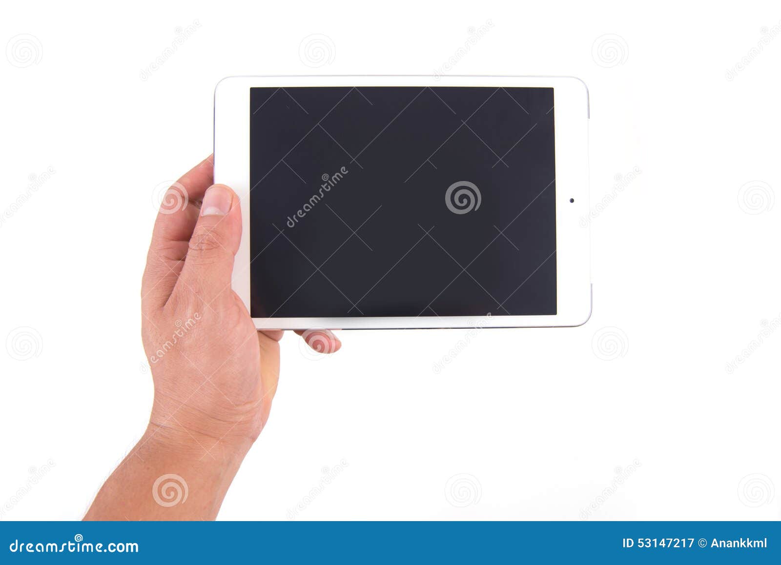Hand hold white tablet stock image. Image of screen, digital - 53147217