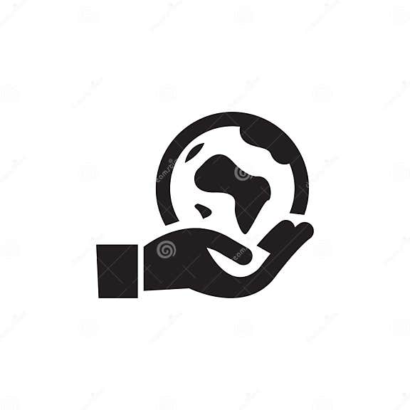 Hand Hold World Vector Icon Design Template Stock Vector - Illustration ...