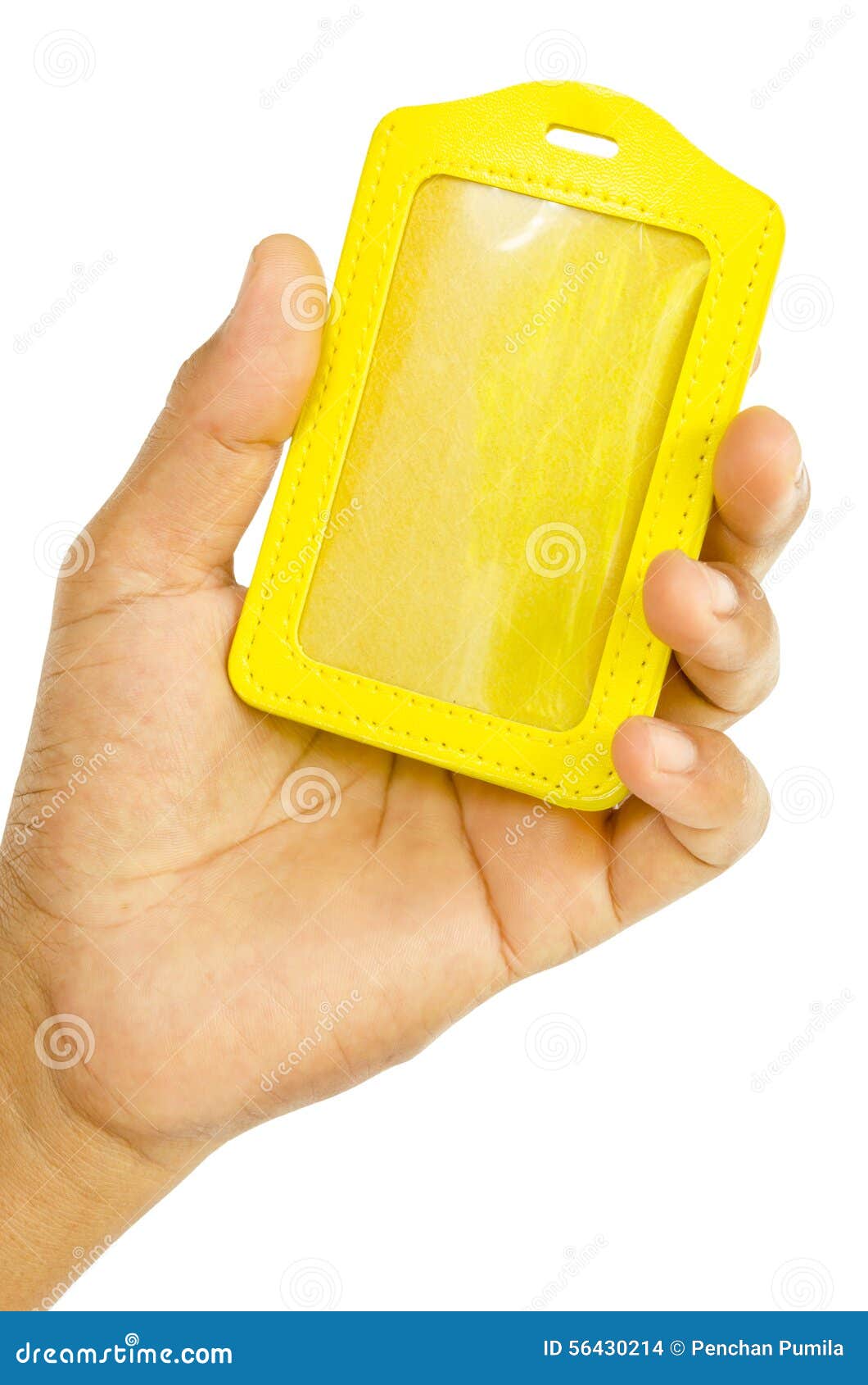 Hand Hold Yellow Leather Tag Stock Photo - Image of information, design ...