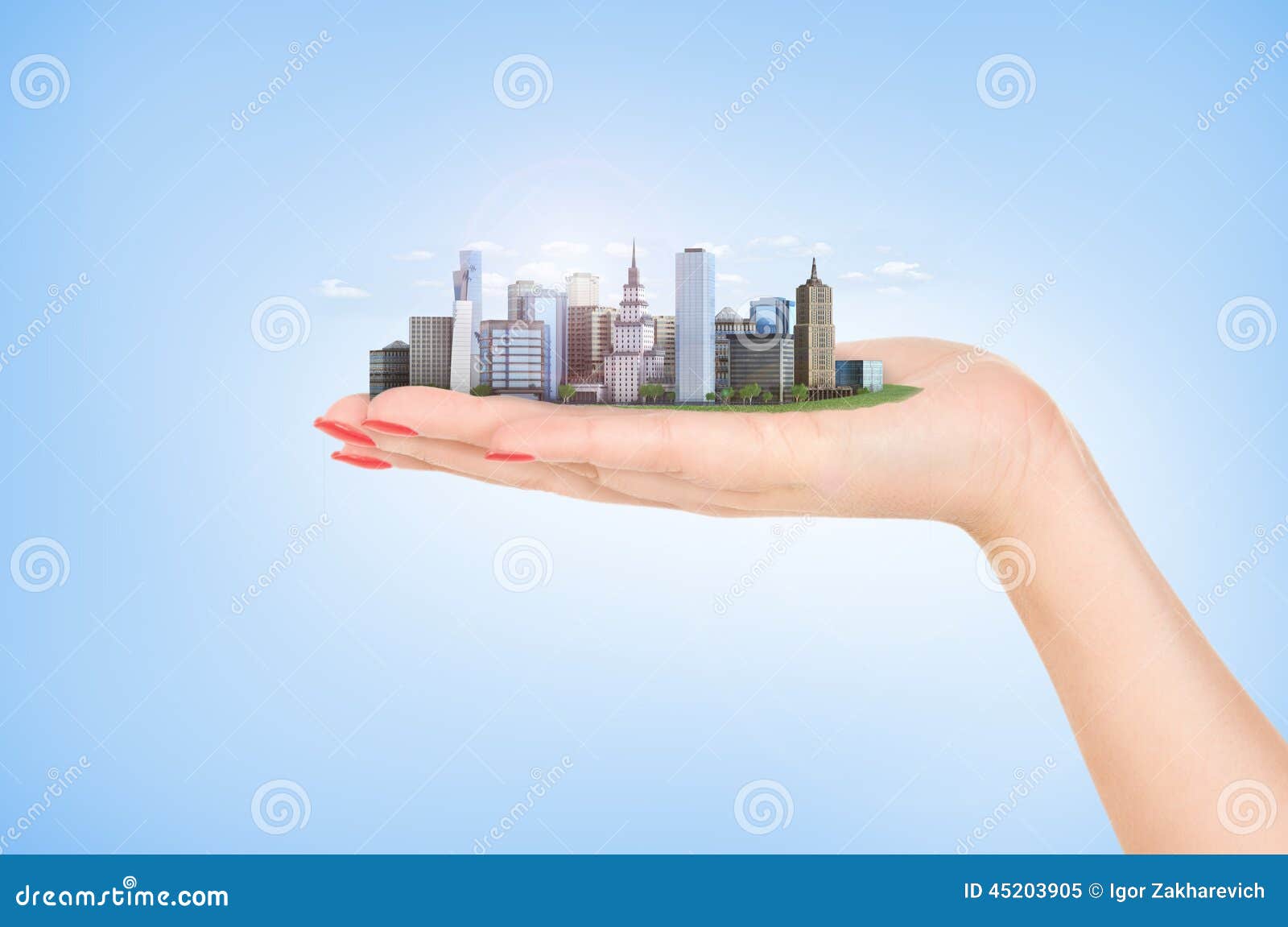 Hand Holded Beautiful Small Island With Grass Royalty-Free Stock ...