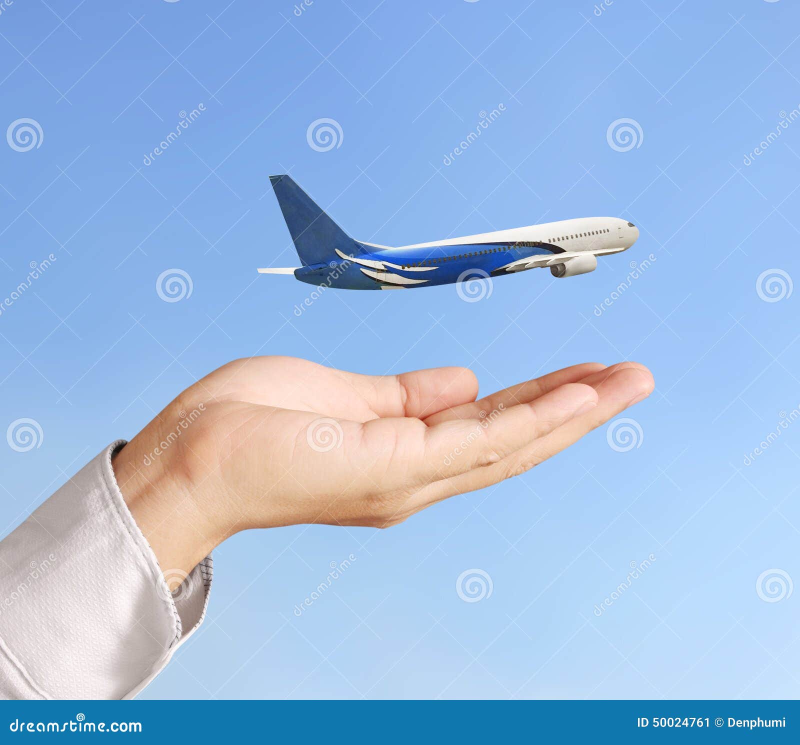 Hand Holding an Airplane Model Stock Image - Image of passenger ...