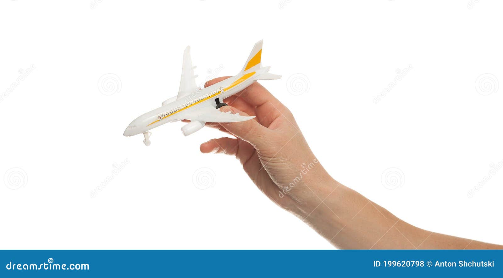 Hand Holding Airplane Toy Model Isolated on White Background Stock ...