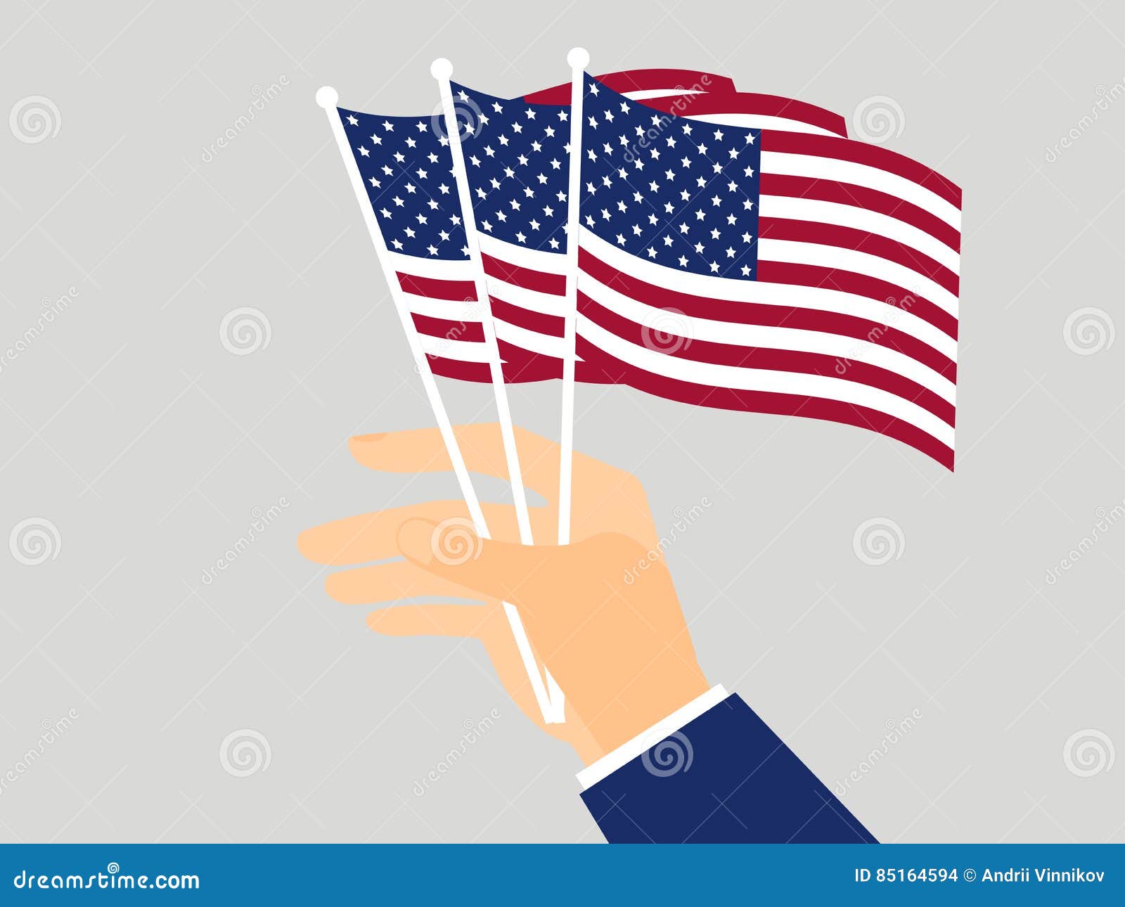 Hand Holding American Flags. Vector Stock Vector - Illustration of ...
