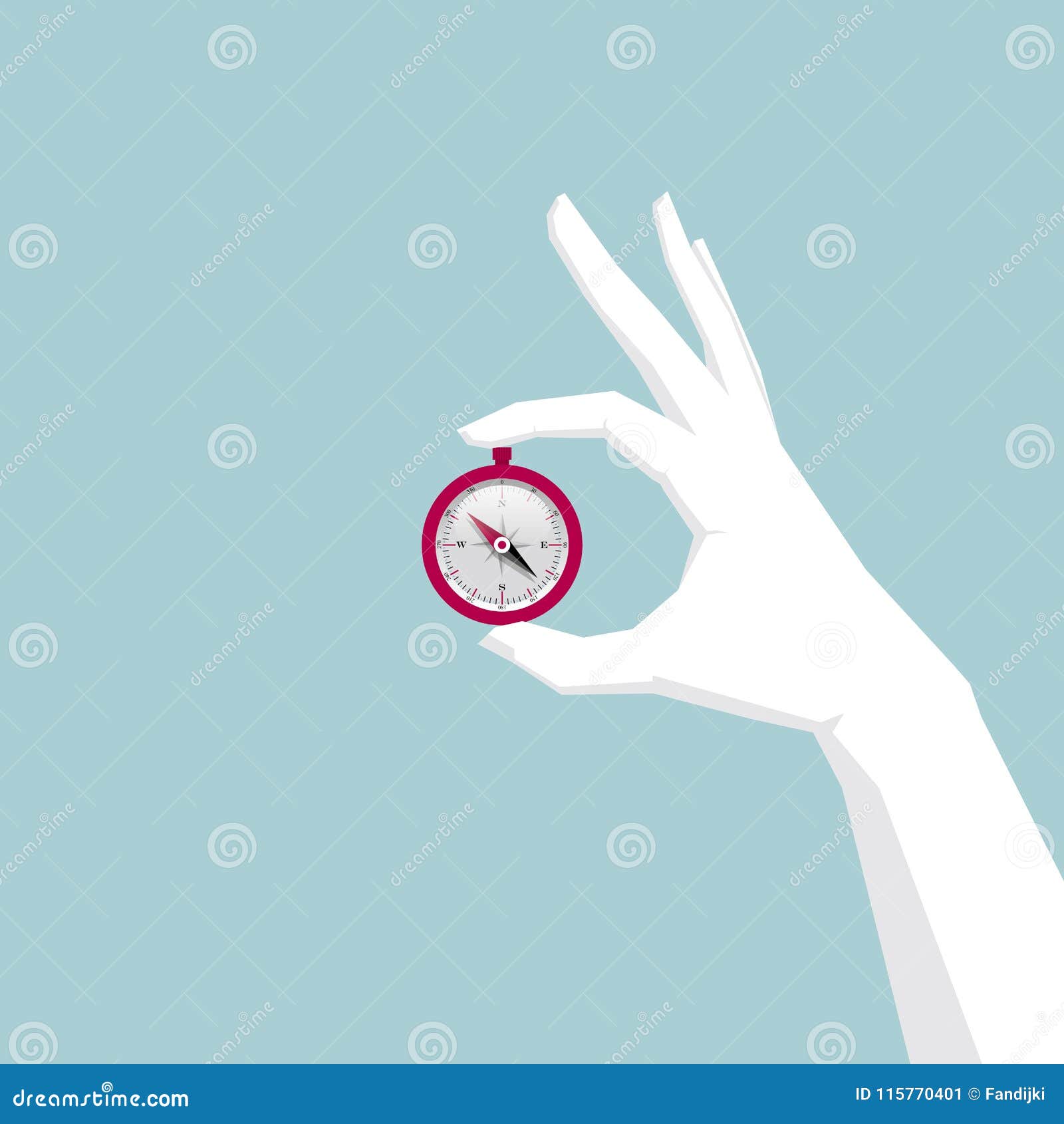Hand Holding App Holding a Compass in Hand, the Pointer Points To the ...