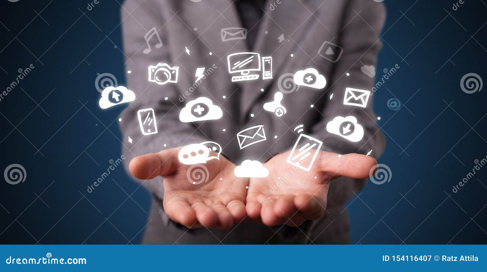 Hand Holding Application Symbols in Her Hand Stock Image - Image of ...