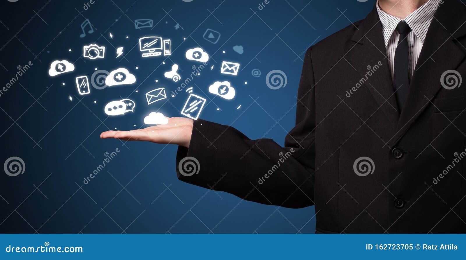 Hand Holding Application Symbols in Her Hand Stock Image - Image of ...