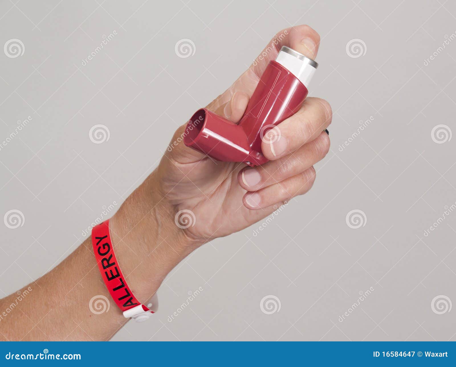 Hand Holding Asthma Inhaler Stock Image - Image of medication, hand ...