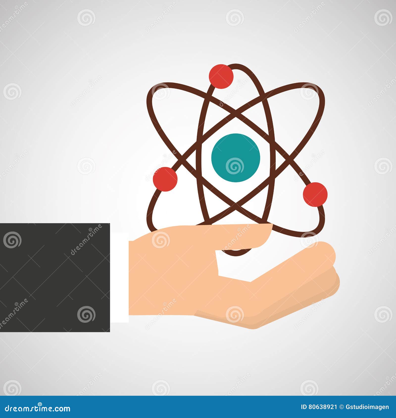 Hand holding atom research stock vector. Illustration of nuclear - 80638921