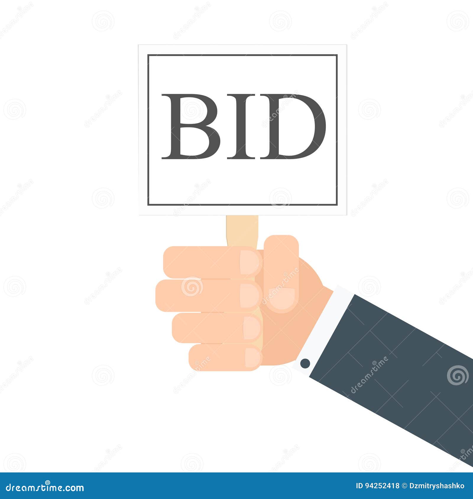 Hand Holding Auction Paddle Stock Vector - Illustration of finger, card ...