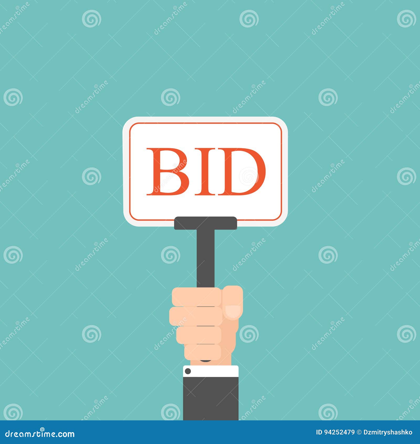 Hand Holding Auction Paddle Stock Vector - Illustration of identity ...