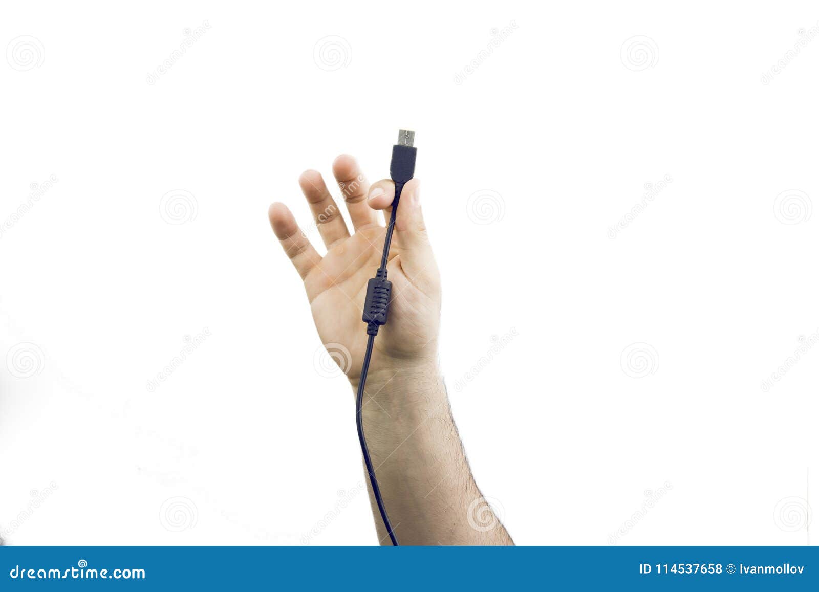 Hand Holding Back USB Cable Stock Photo - Image of connect, connector ...