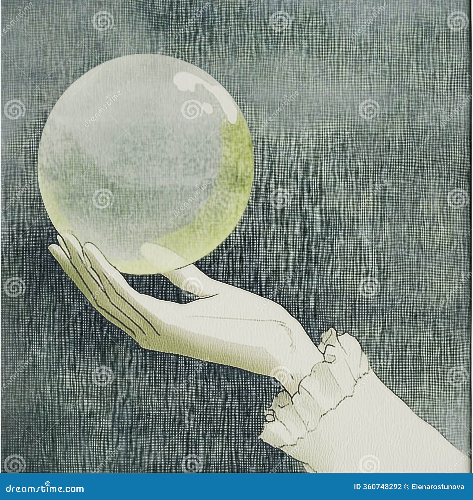 A Hand Holding a Ball in a Square Illustration Stock Illustration ...