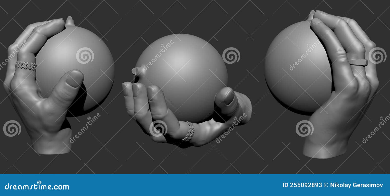 Hand Holding Ball Toy Isolated on White Background 3d-rendering Stock ...