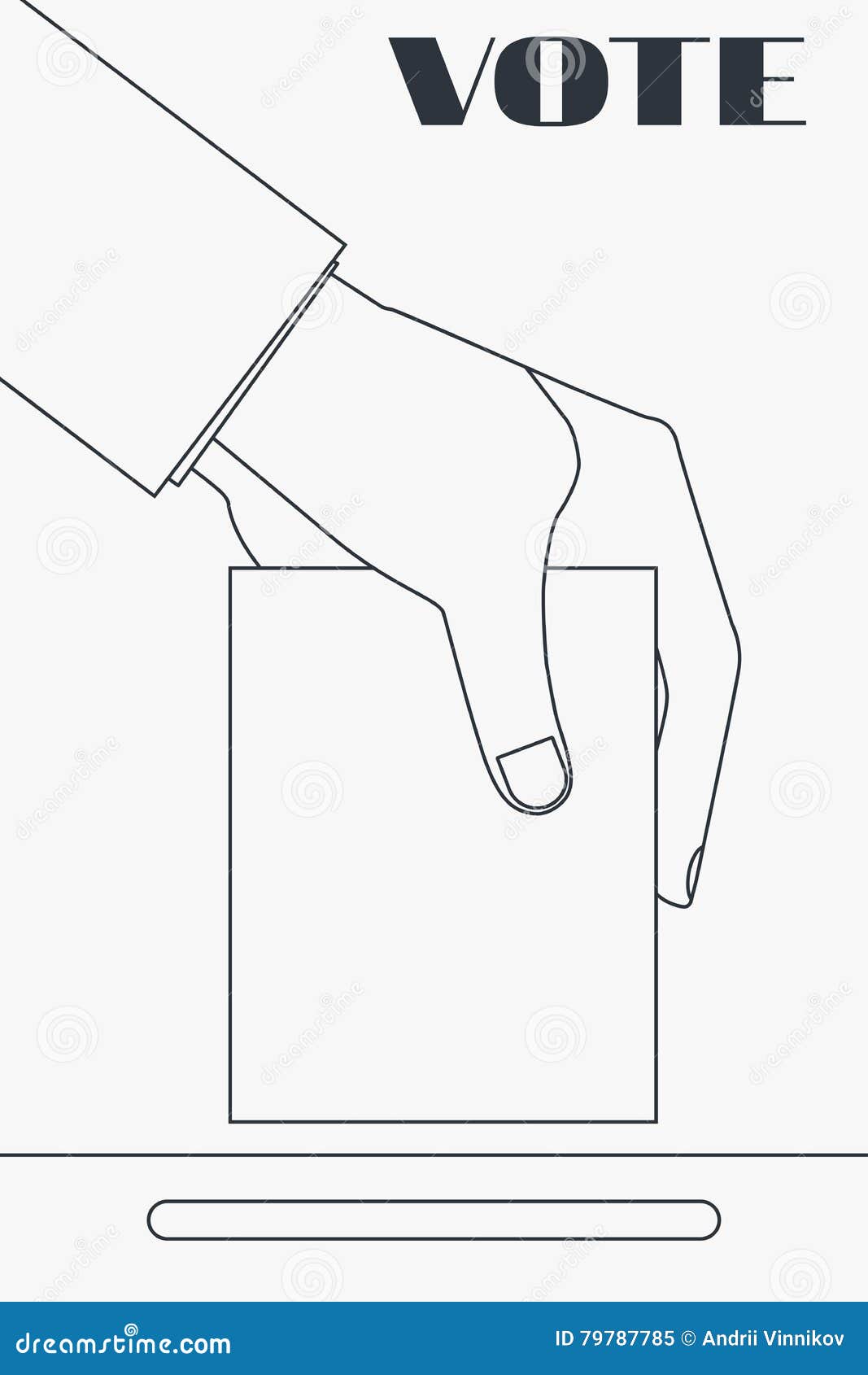 Hand Holding a Ballot in the Election. Line Drawing. Elections Stock ...