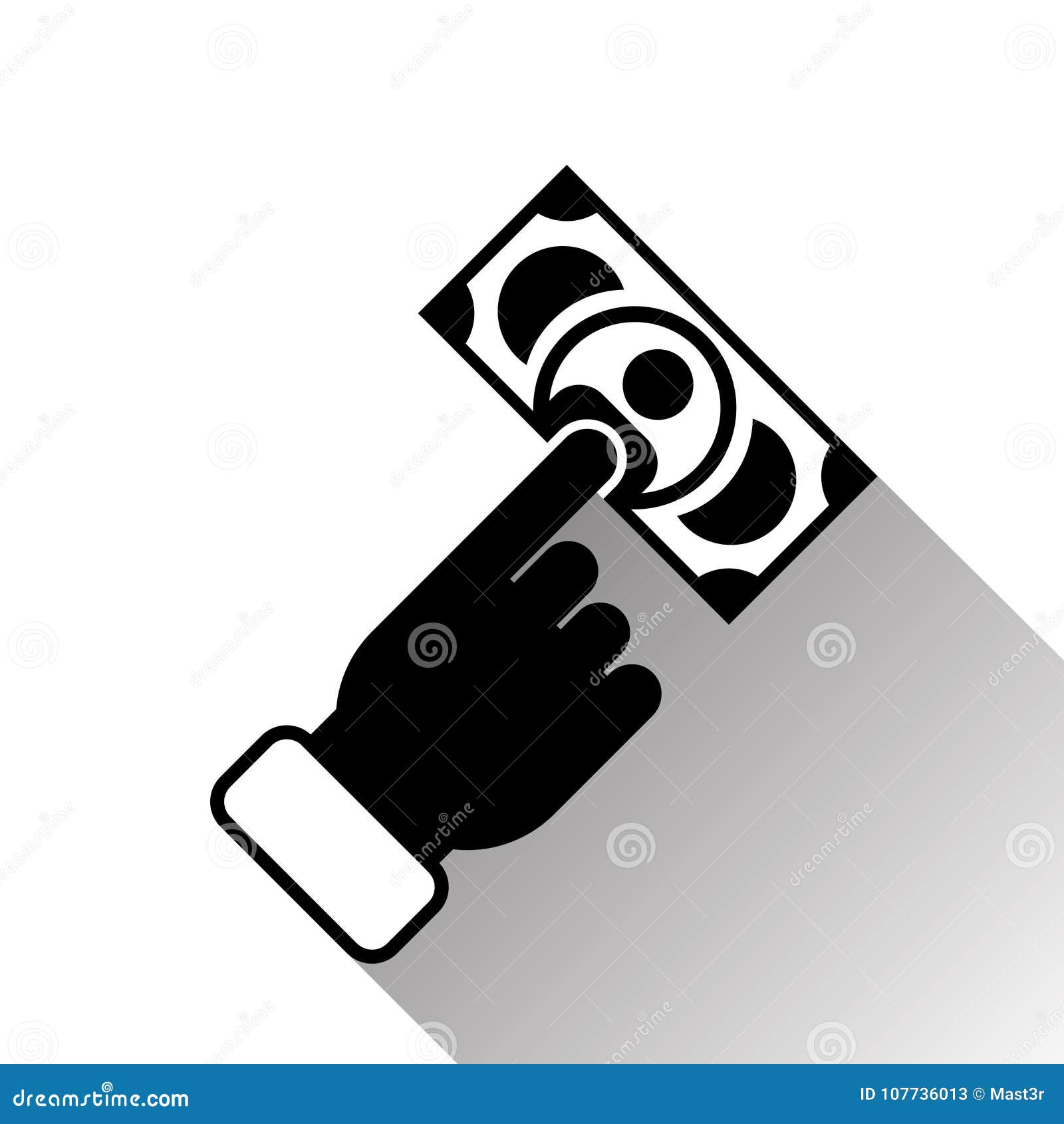 Hand Holding Banknote Silhouette Black Icon Stock Vector - Illustration ...