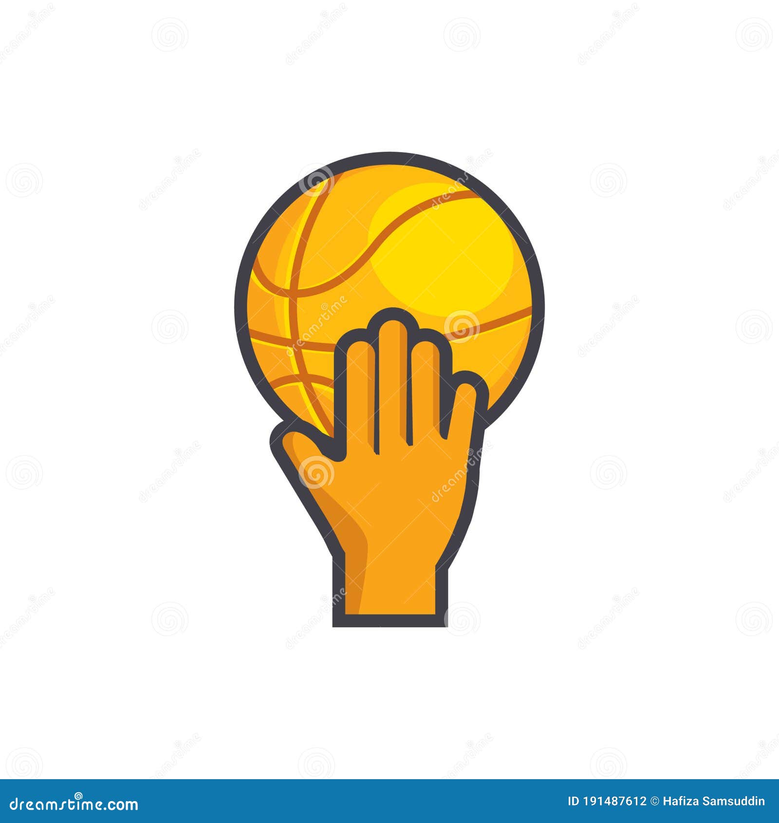 Hand Holding Basketball. Vector Illustration Decorative Design Stock ...
