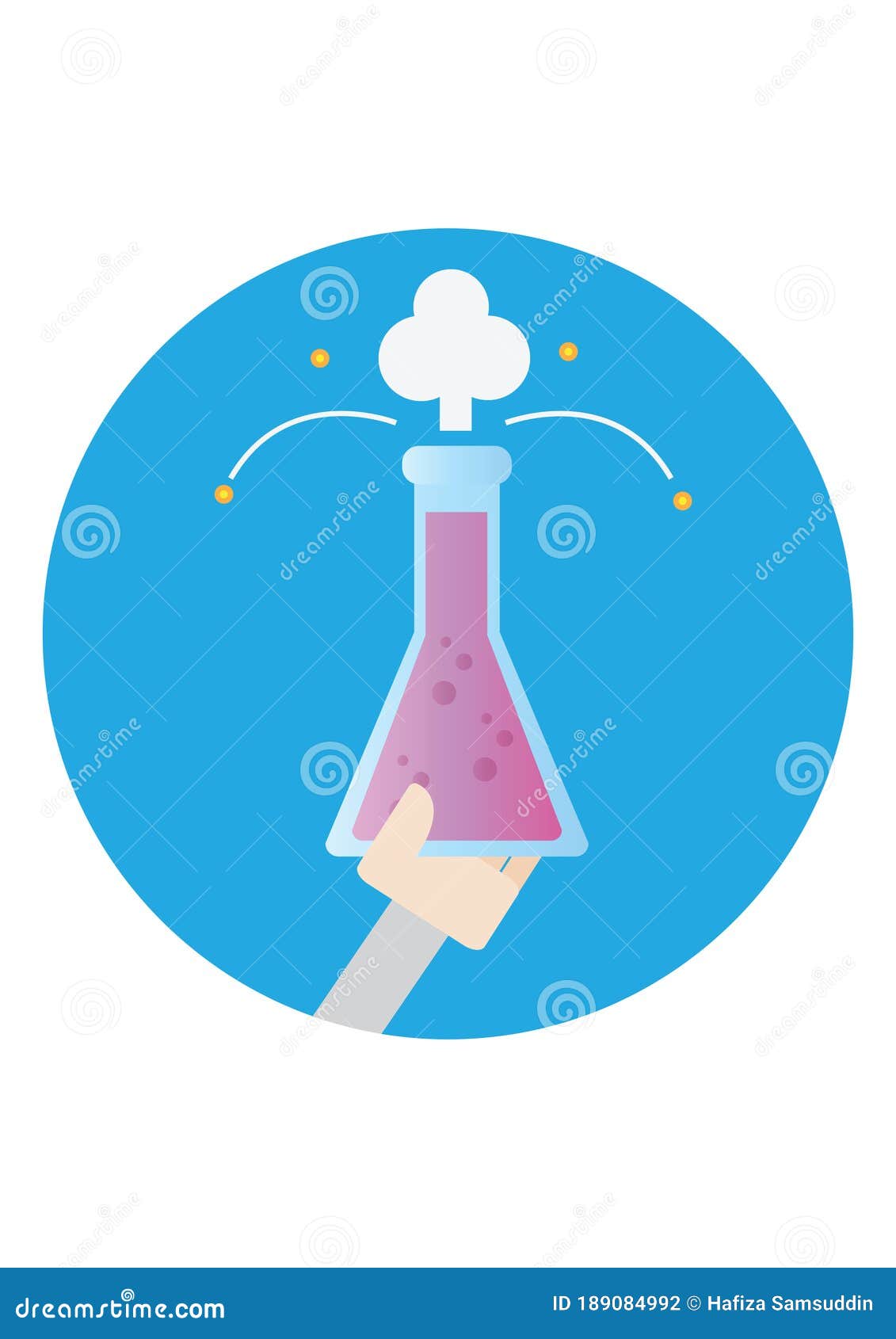 Hand Holding Beaker with Chemistry Reaction. Vector Illustration ...