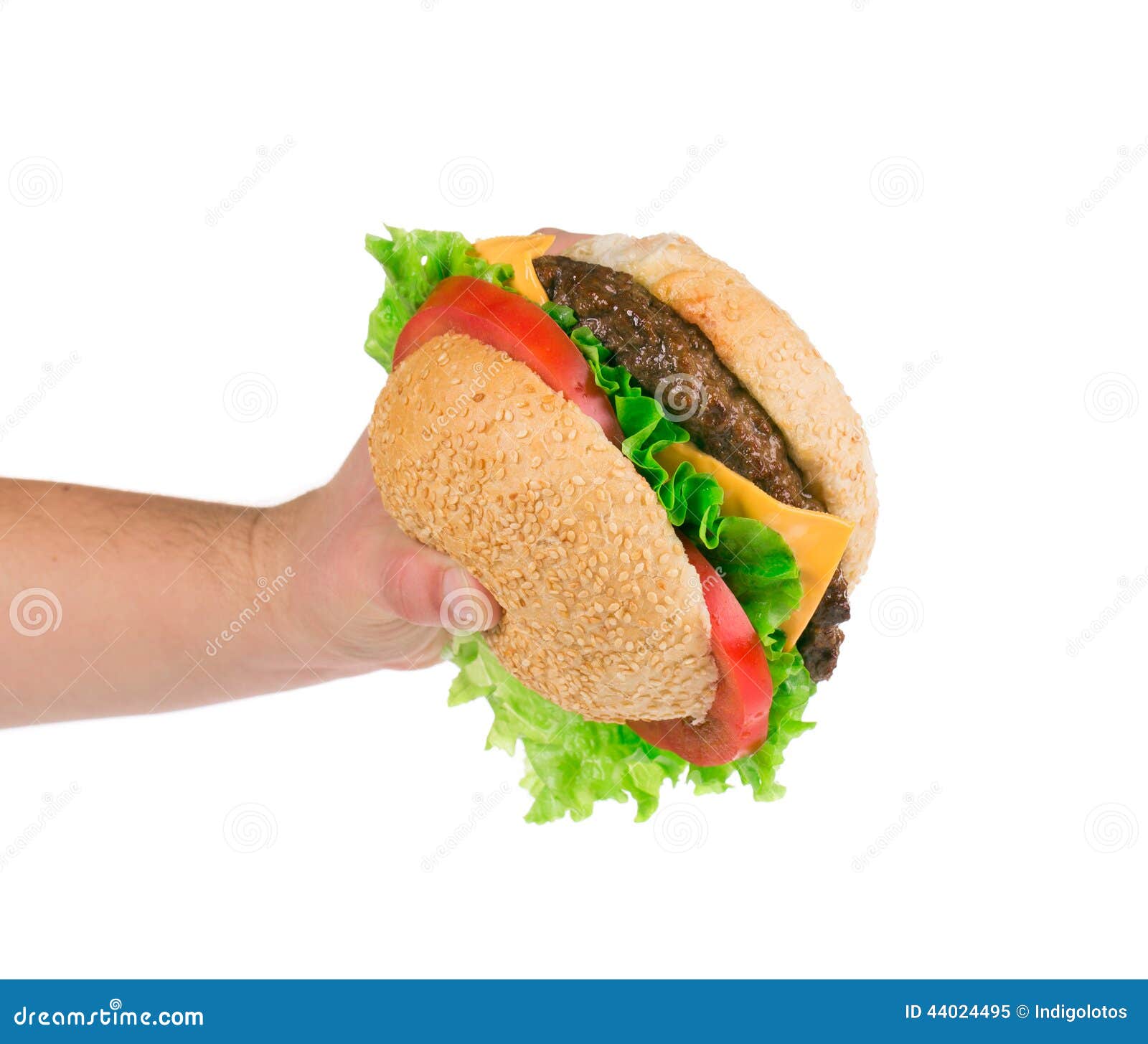 Hand Holding Big Hamburger on White Background Stock Image - Image of ...