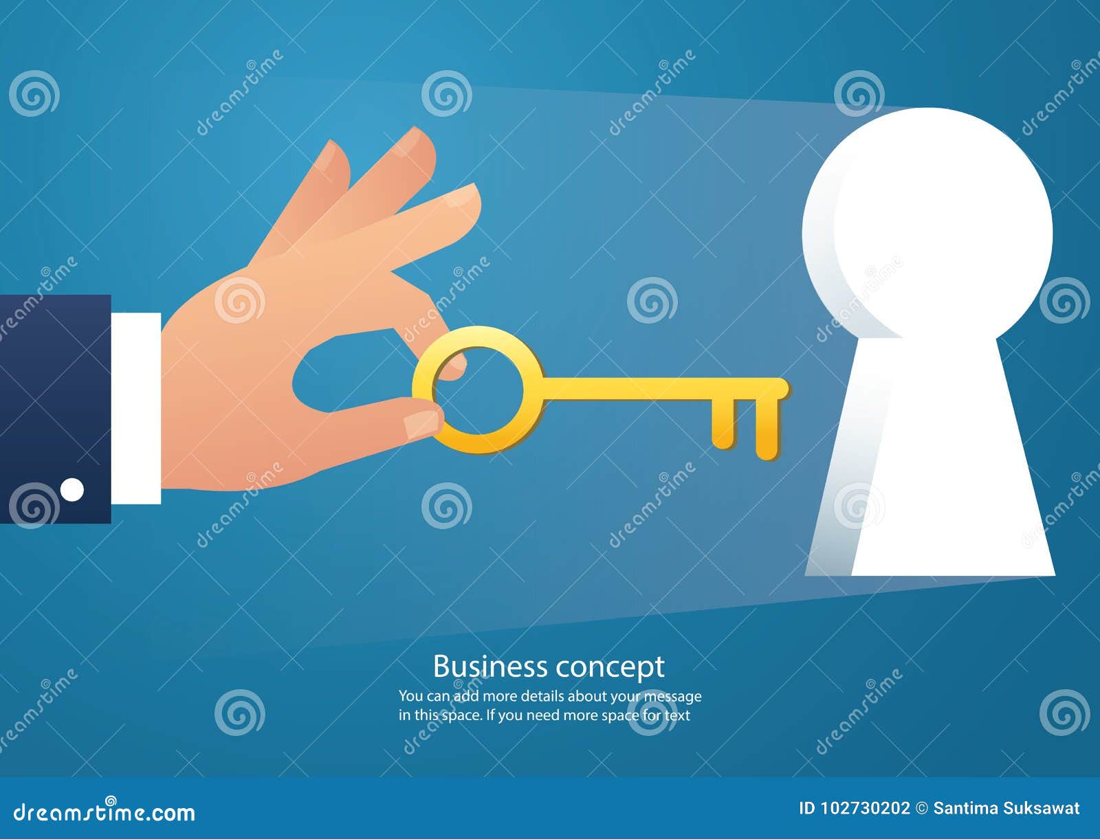 Hand Holding the Big Key into Keyhole Vector Illustration Stock Vector ...