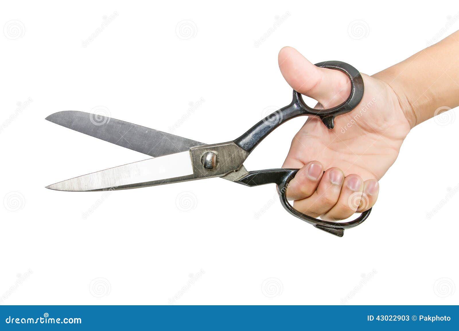 Hand Holding Big Steel Scissors Stock Image - Image of maintenance ...
