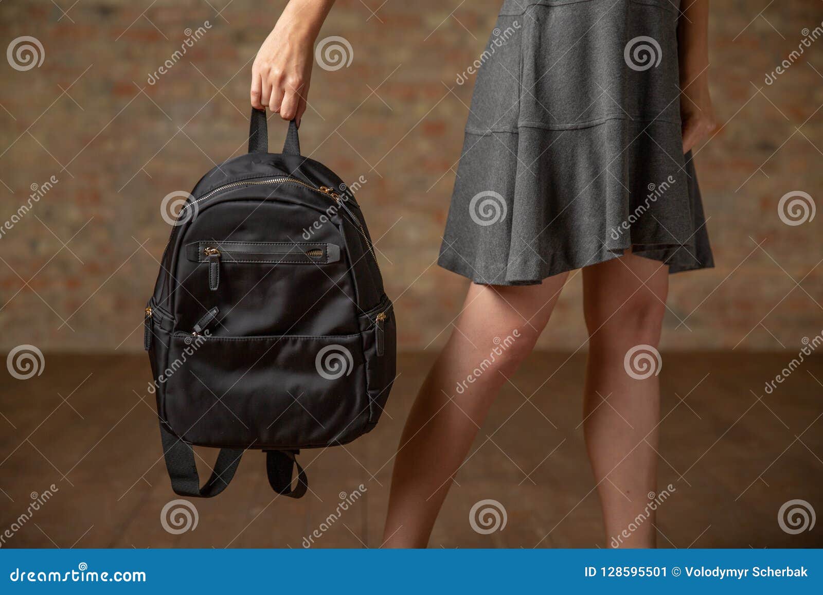 Hand Holding Black Backpack. Fashion Concept Stock Image - Image of ...