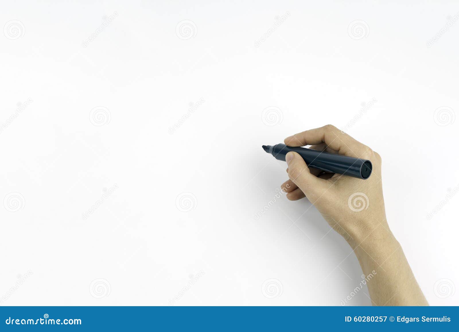 Hand Holding a Black Marker Isolated on White with Copy Space Stock ...