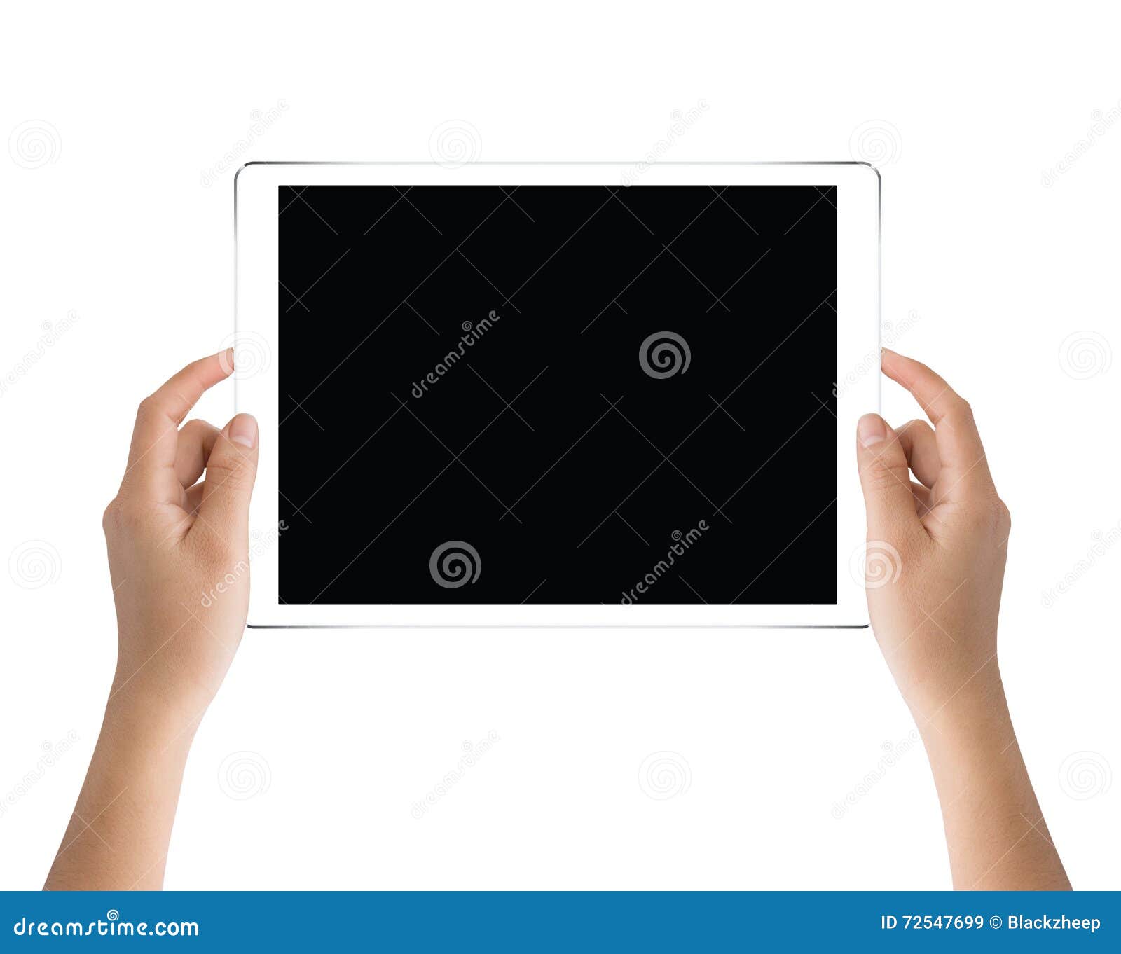 Hand Holding Black Tablet Isolated on White Clipping Path Inside Stock ...
