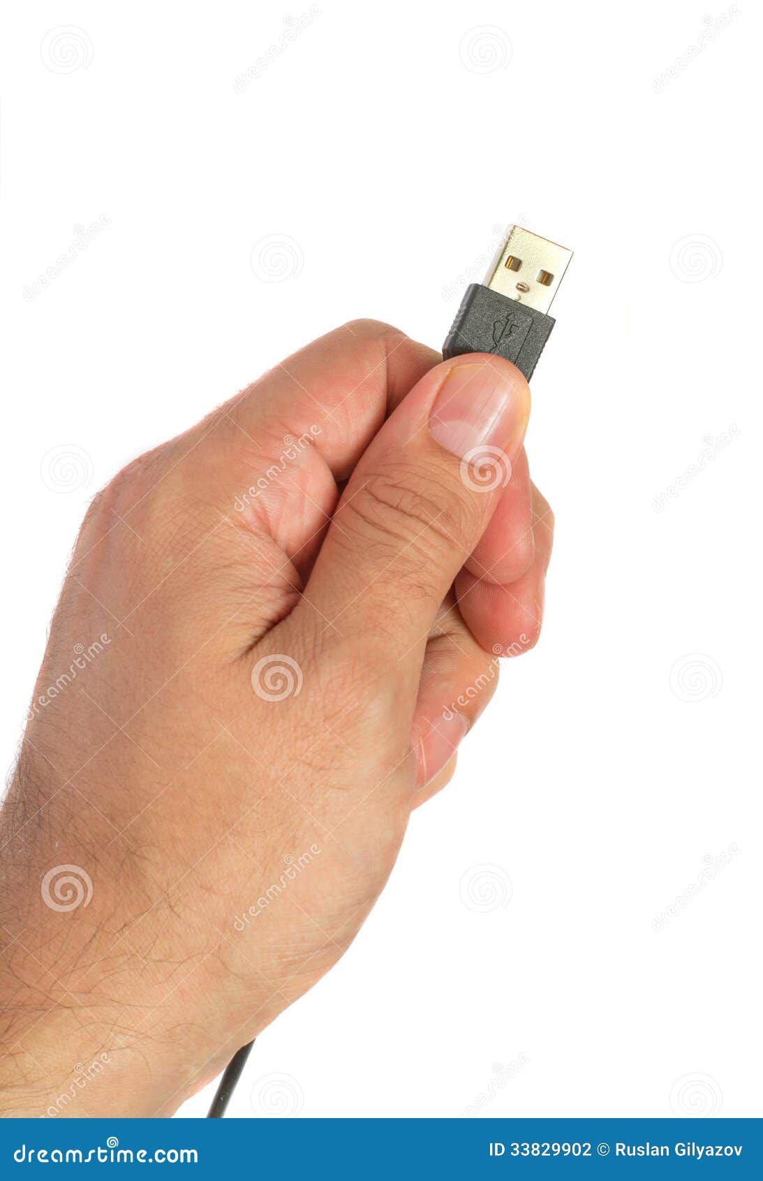 Hand Holding Black USB Cable Stock Photo - Image of business ...