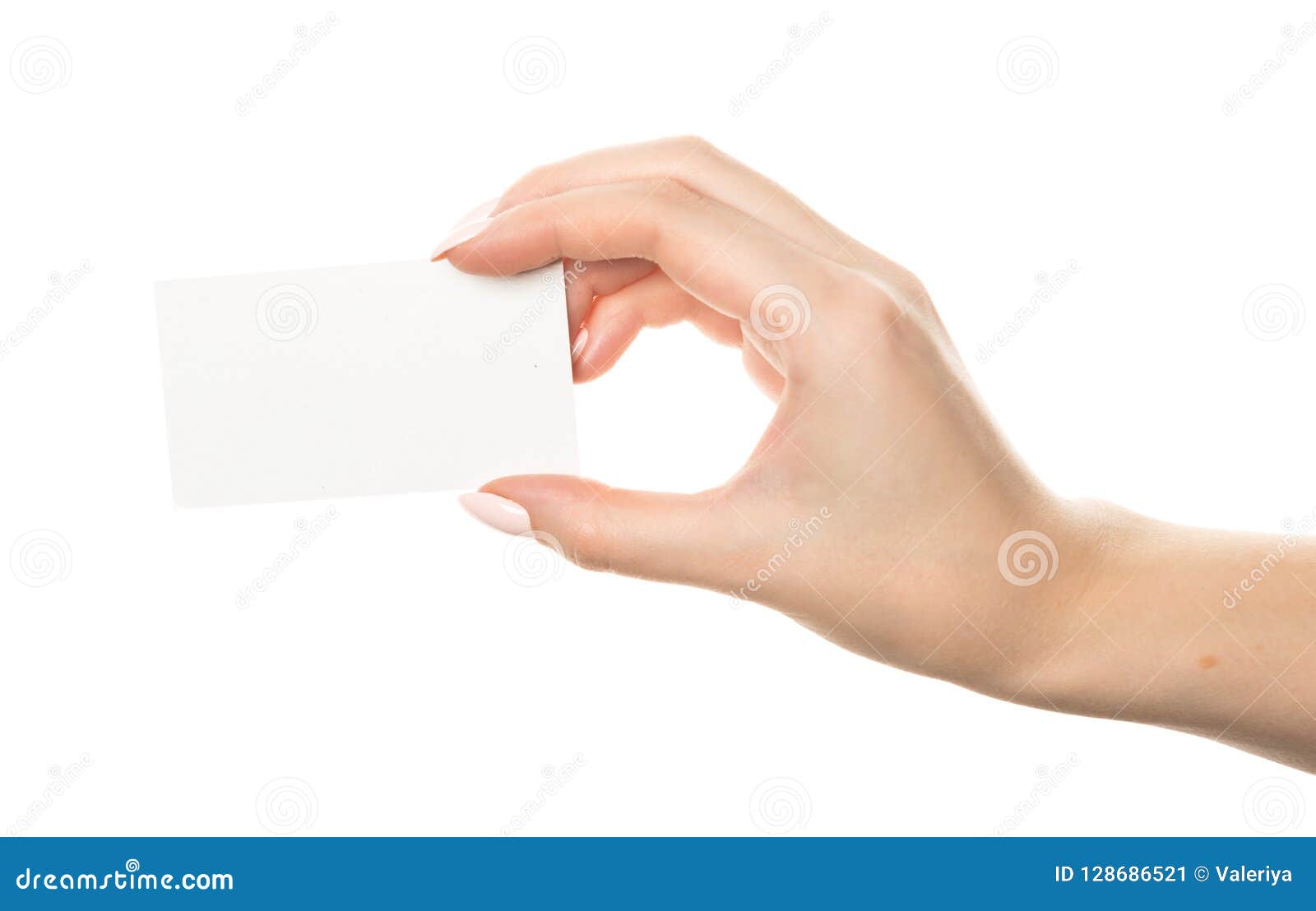 Hand holding blank card stock image. Image of greeting - 128686521