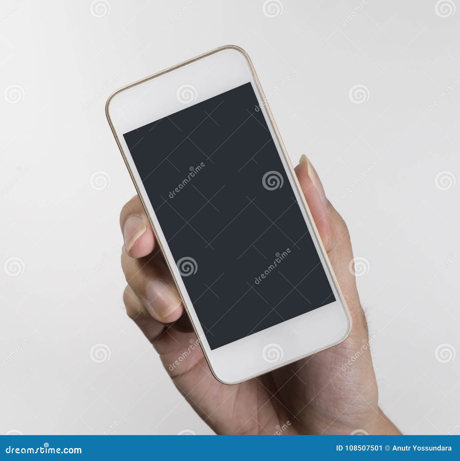 Hand Holding Blank Empty Mobile Phone Stock Image - Image of showing ...