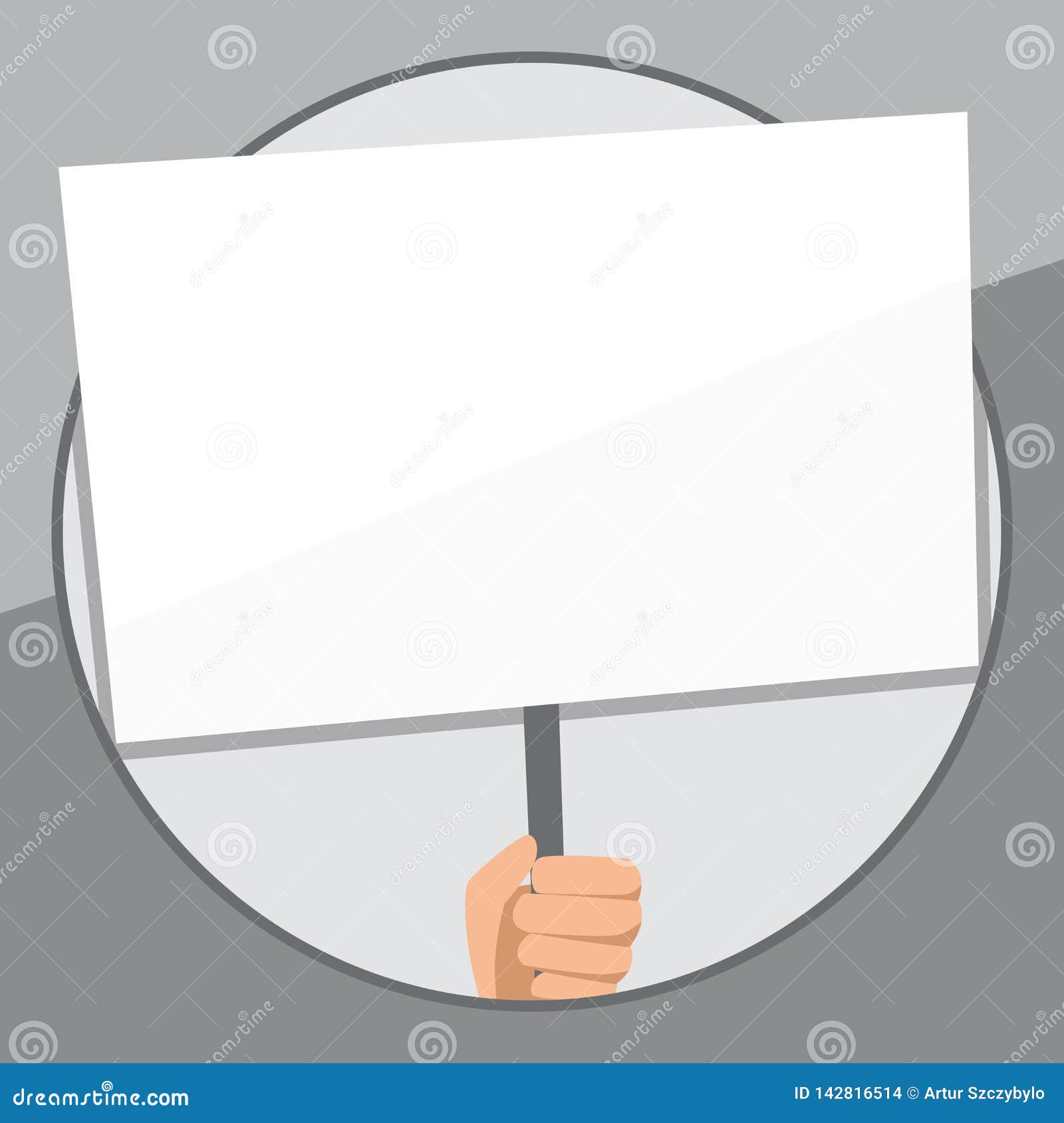 Hand Holding Blank Rectangular Shape Placard. White Empty Board ...