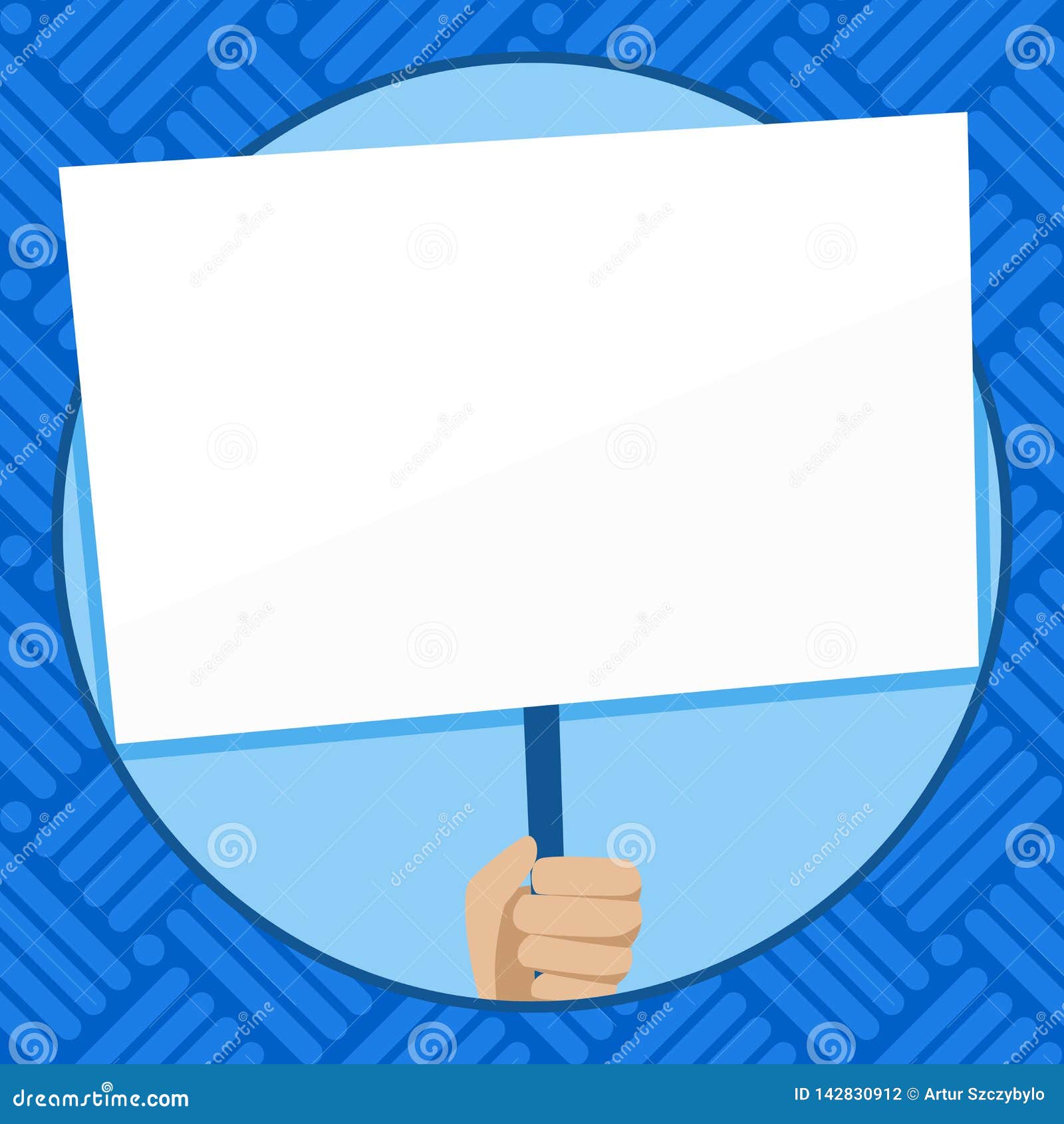 Hand Holding Blank Rectangular Shape Placard. White Empty Board ...