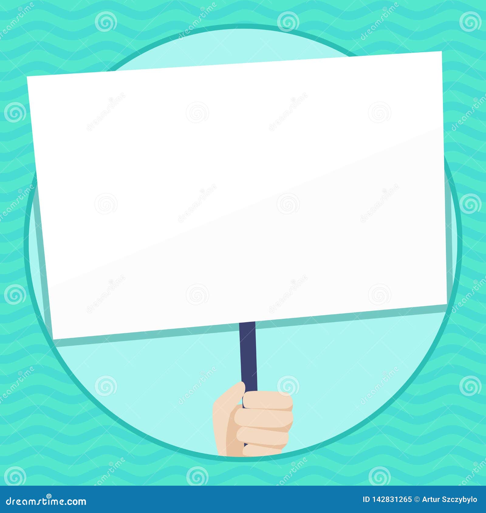 Hand Holding Blank Rectangular Shape Placard. White Empty Board ...