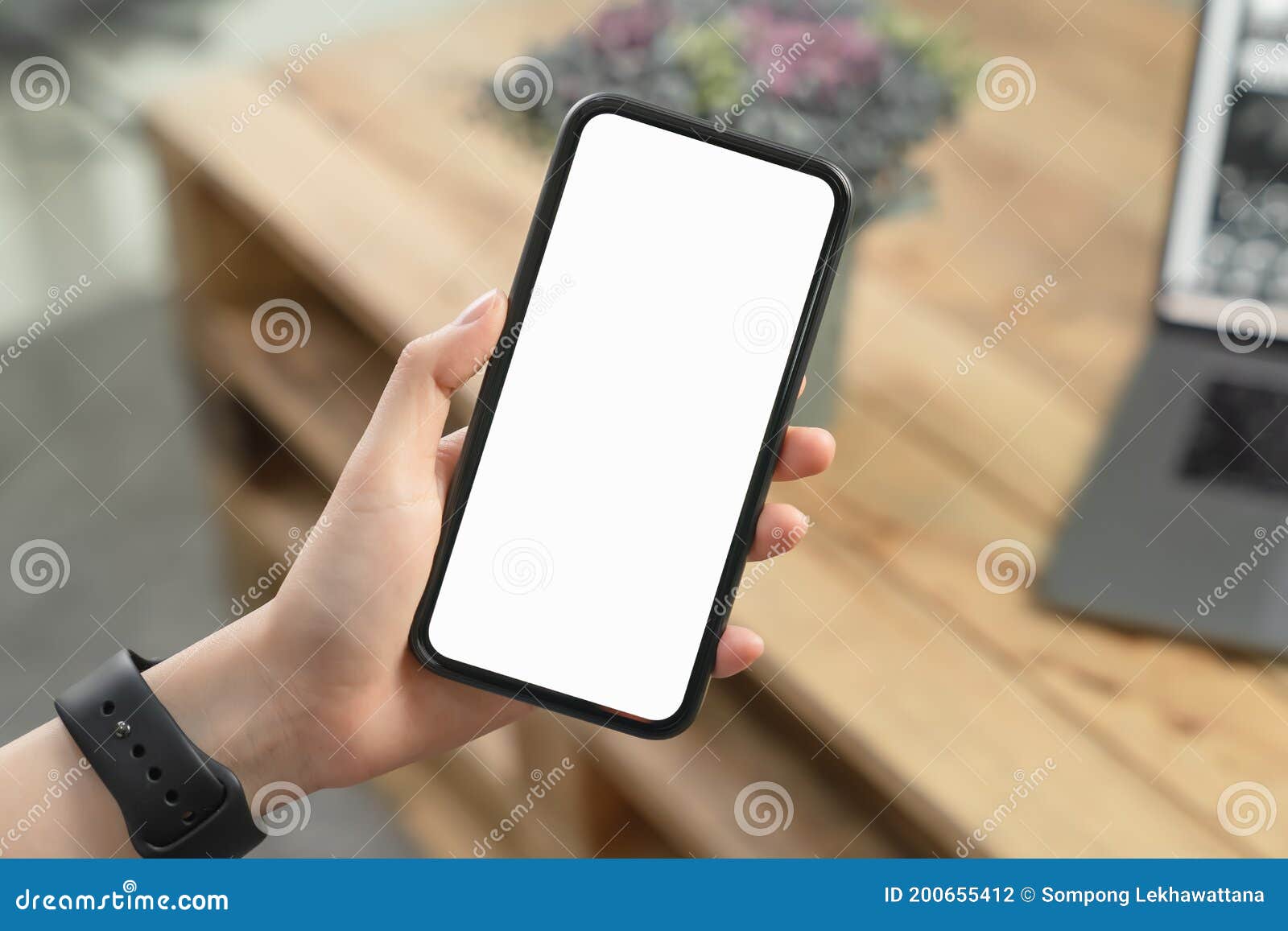 Hand Holding Blank Screen of Smartphone and for Graphic Display Montage ...