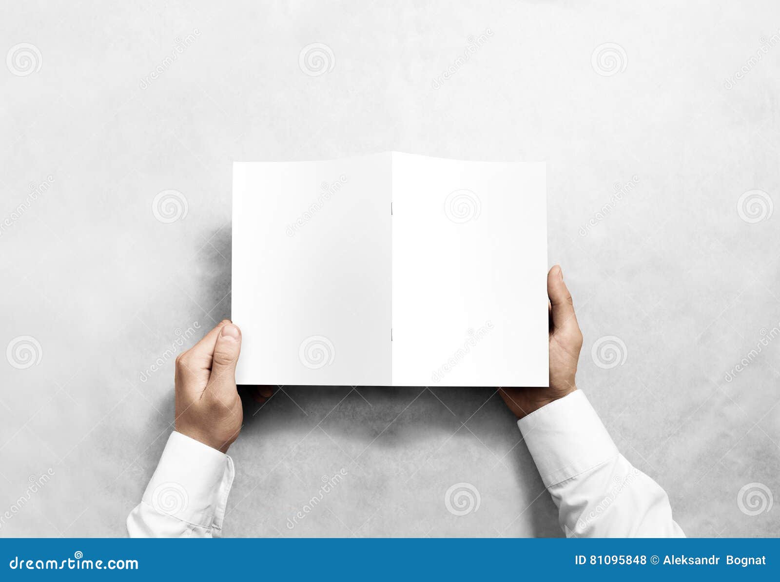 Hand Holding Blank White Brochure Mockup, Back Side View. Stock Photo ...
