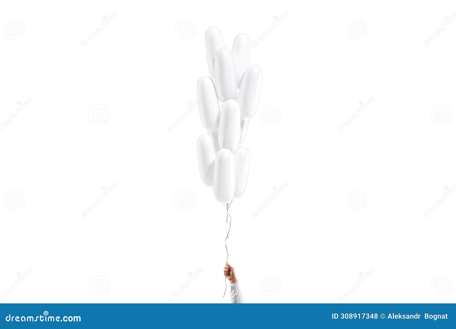 Hand Holding Blank White Cylindrical Balloon Stack Mockup, Isolated ...