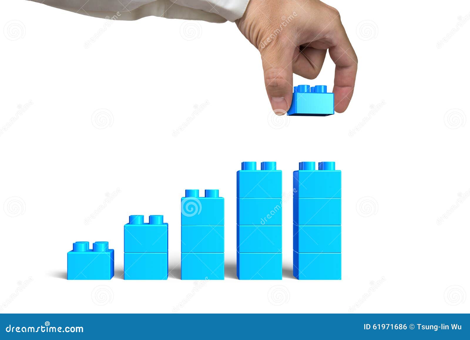 Hand Holding Blue Block Complete Growth Bar Graph Shape Stock Photo ...