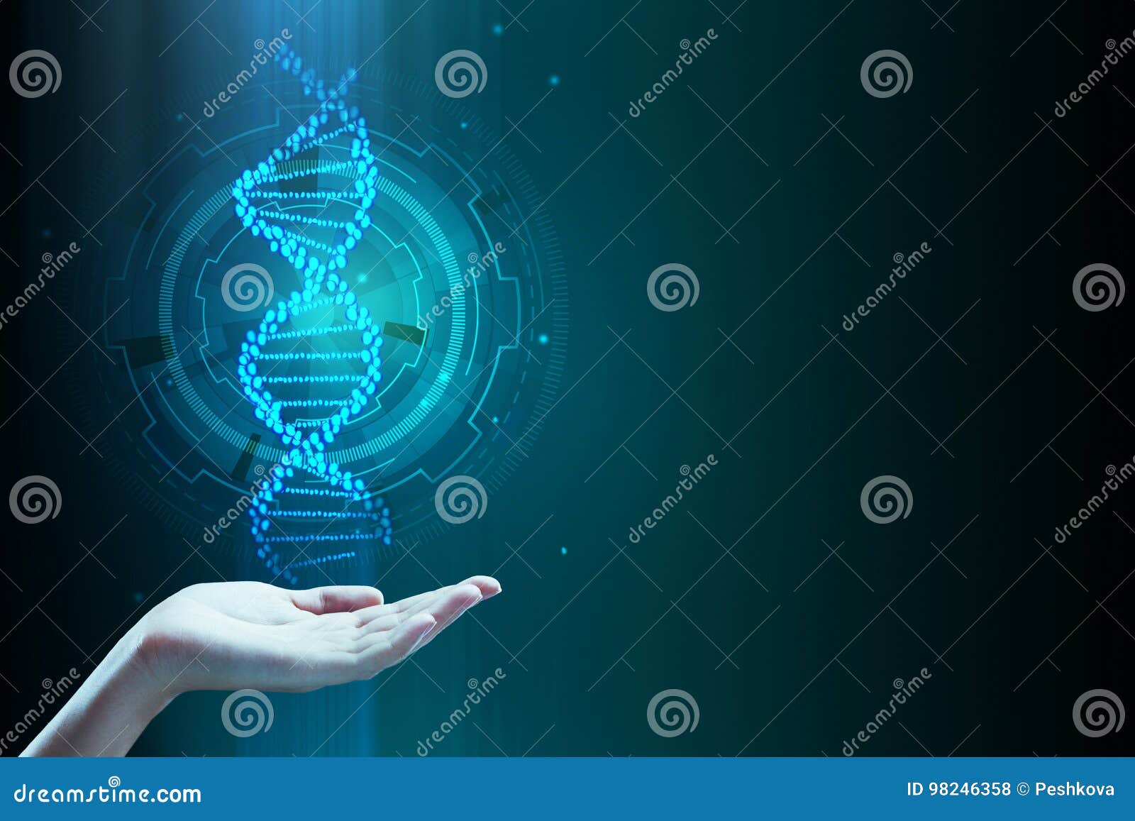 Hand holding blue DNA stock illustration. Illustration of evolution ...
