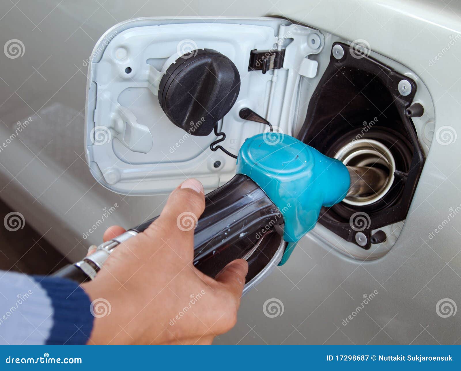 Hand Holding Blue Fuel Pump Stock Image - Image of transport, diesel ...