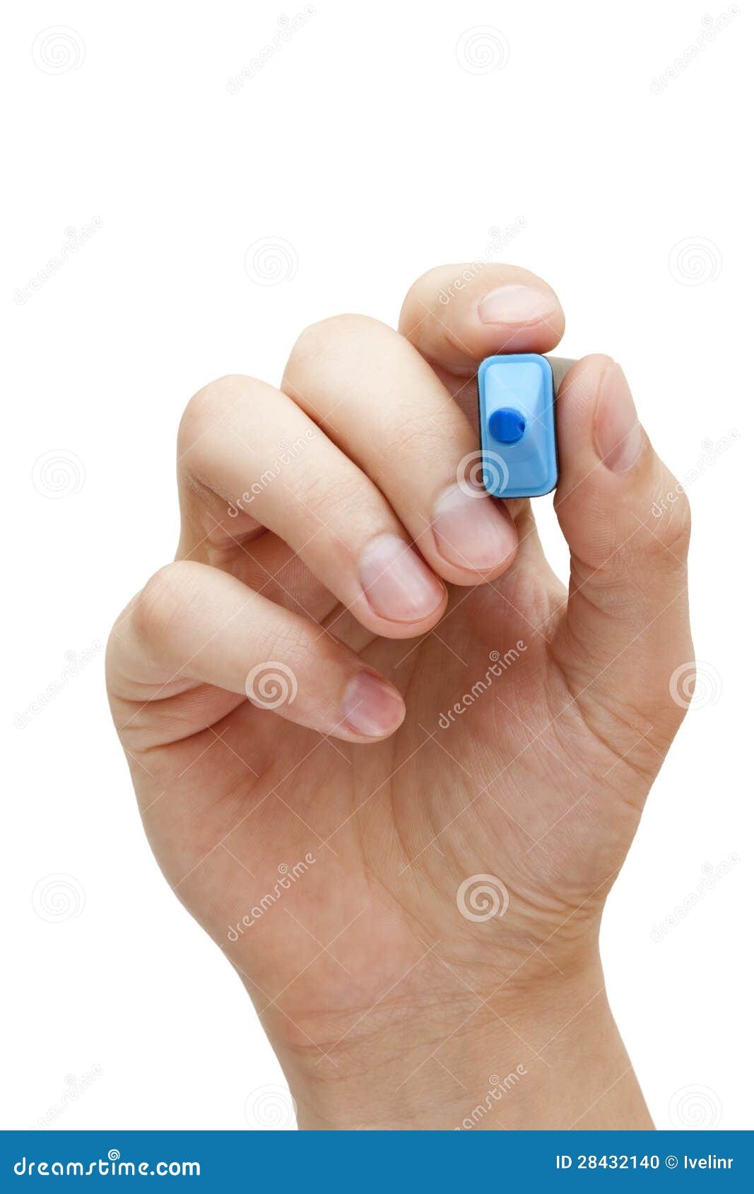 Hand Holding Blue Marker stock photo. Image of isolated - 28432140
