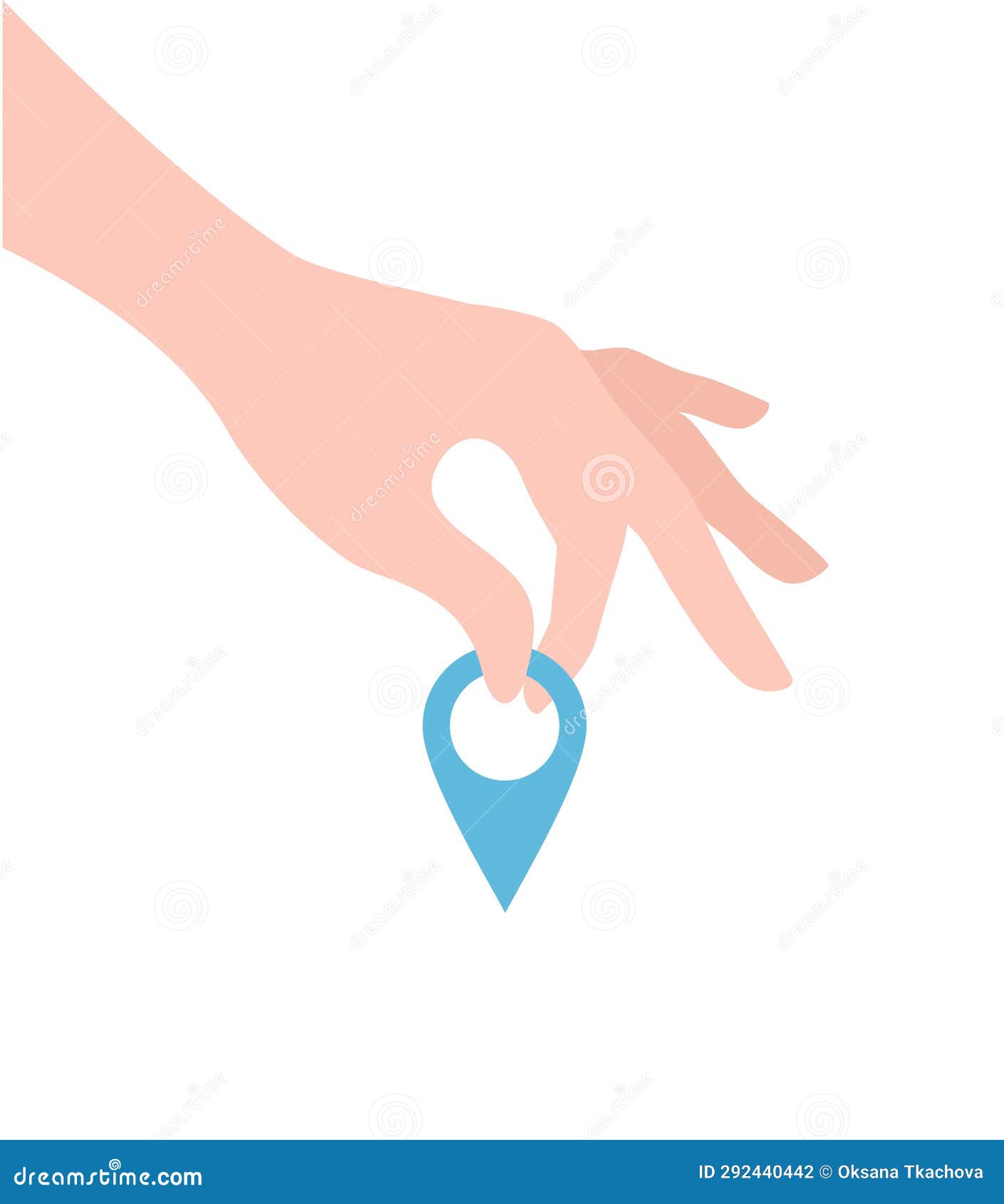 Hand Holding Blue Pin Icon Isolated on White Background. Flat Vector ...