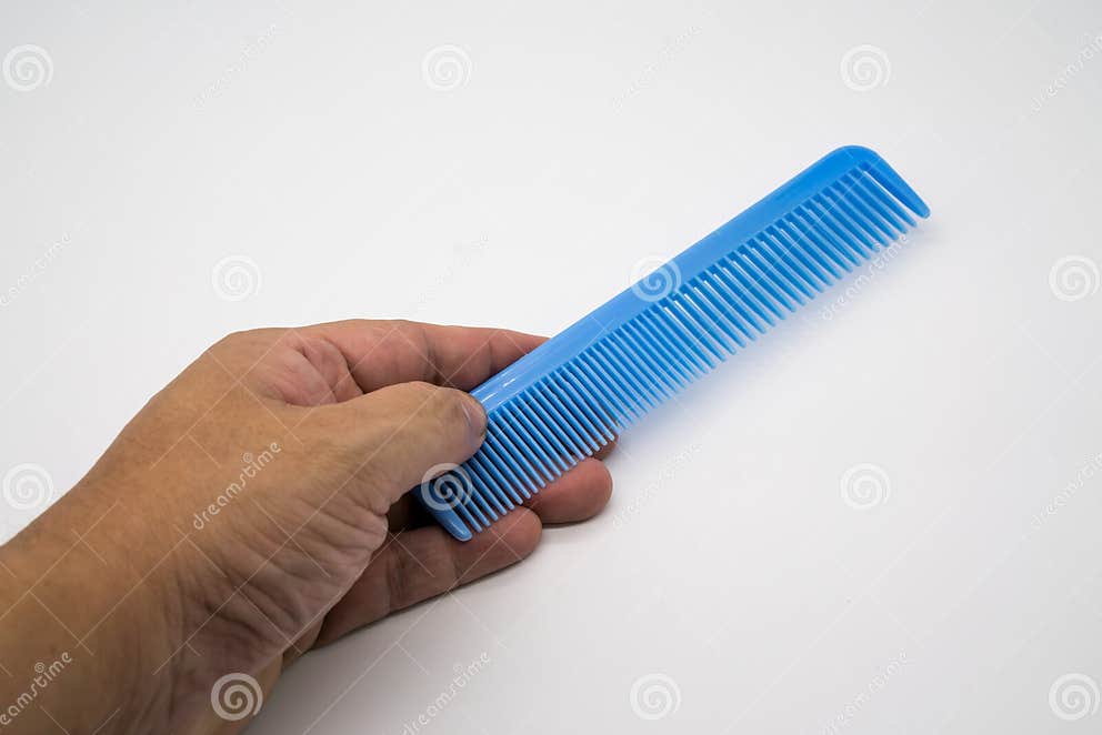 Blue Plastic Comb on White Background Stock Photo - Image of convenient ...