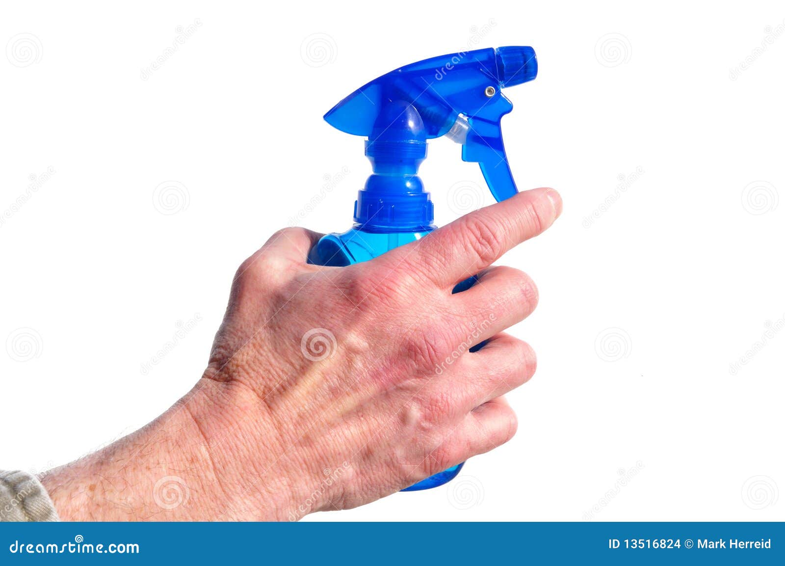 Hand Holding Blue Spray Bottle Stock Photo - Image of spray, grasp ...