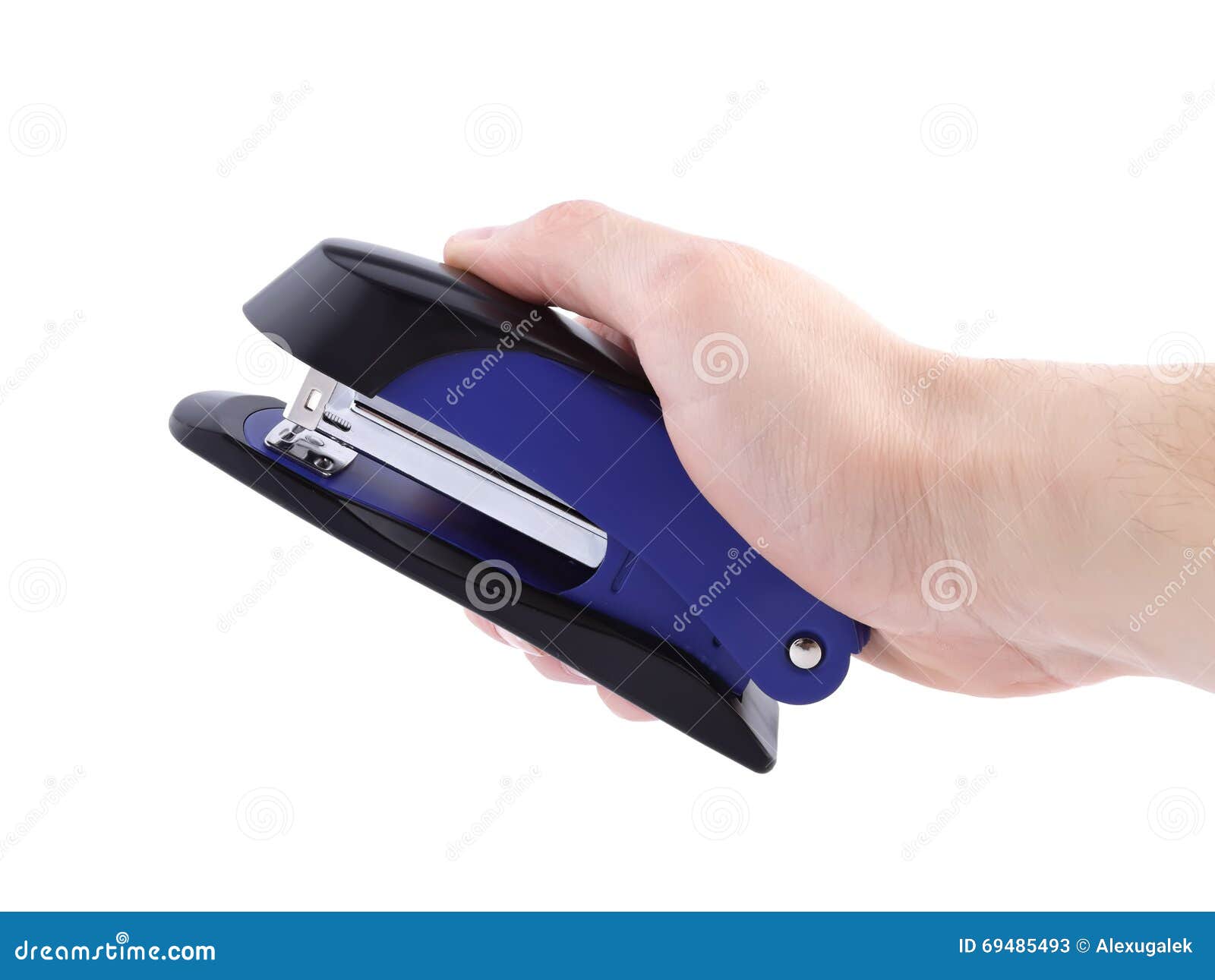 Hand Holding Blue Stapler Isolated on White Background Stock Image ...