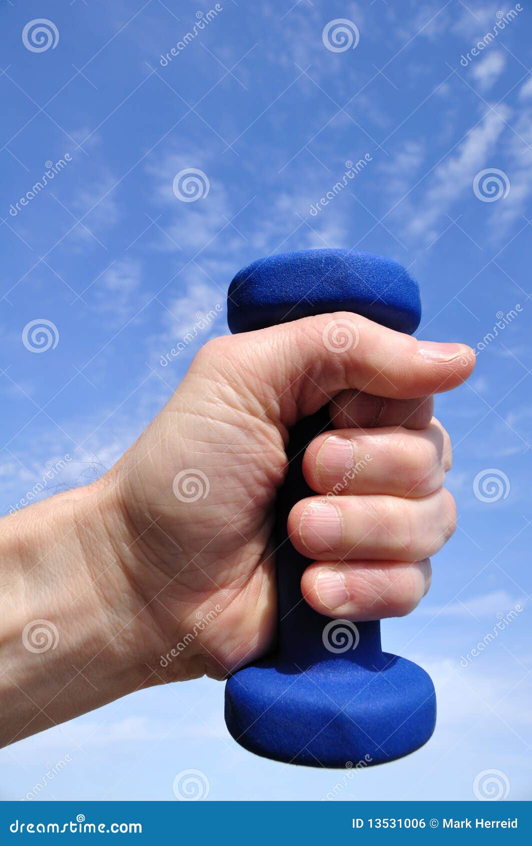 Hand Holding Blue Weight stock photo. Image of exercise - 13531006