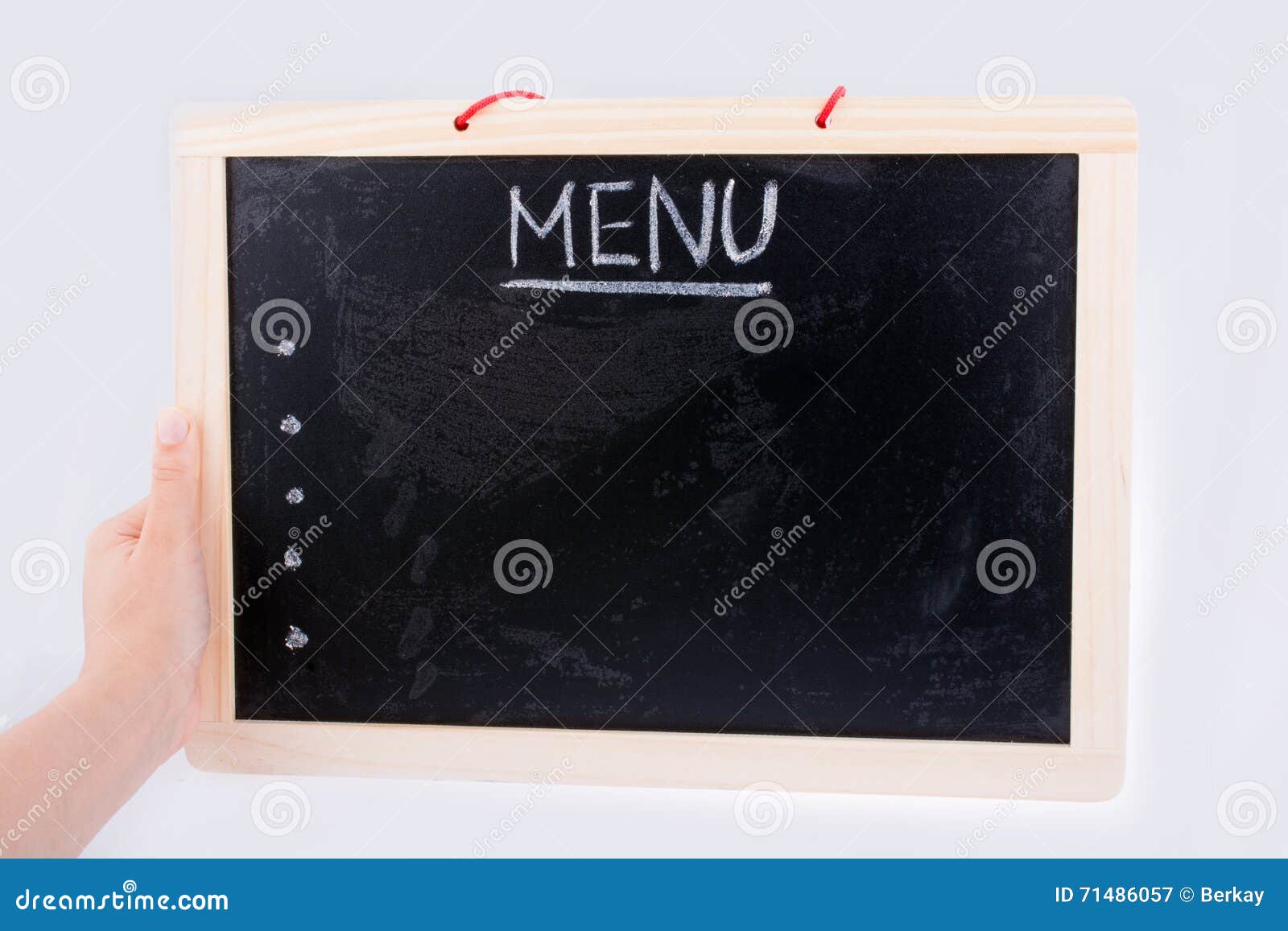 Hand Holding Board with the Title of Menu Stock Image - Image of chalk ...